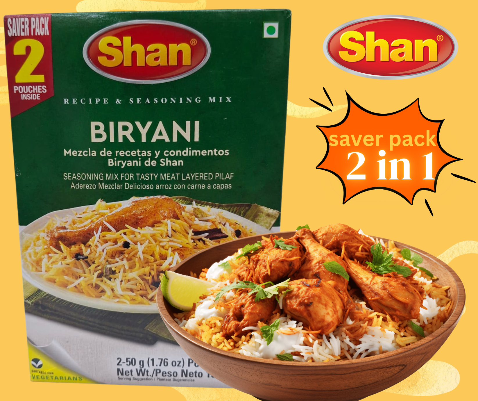 Shan Biryani Recipe & Seasoning Mix – Saver Pack (100g) -NYC – ChefsRHere